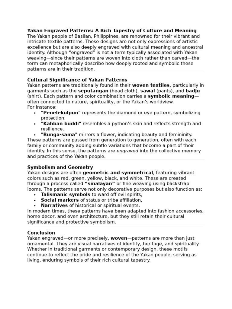 Yakan Engraved Patterns | PDF