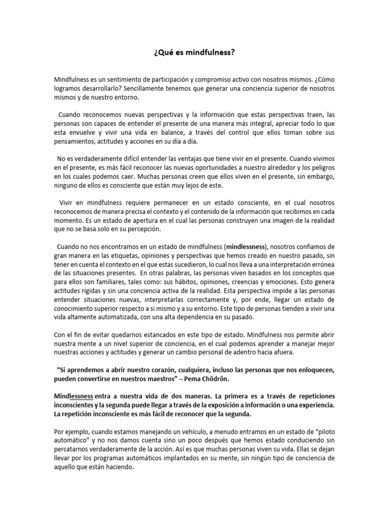 12 ¿Qué Es Mindfulness | PDF | Mente | Realidad