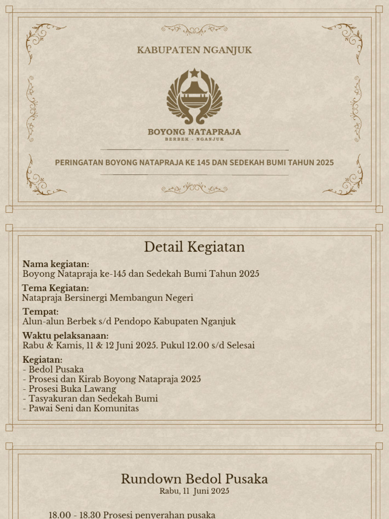 Paparan Boyong Notoprojo Nganjuk 145 Dan Sedekah Bumi Tahun 2025.Pptx ...