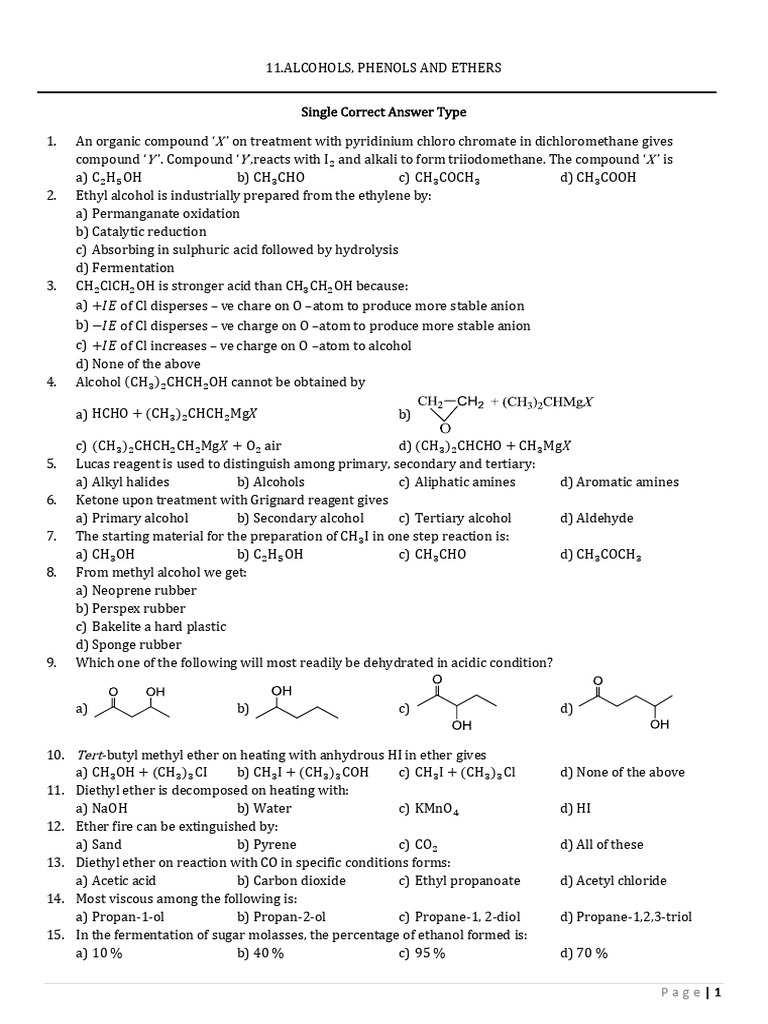 Alcohols, Phenols and Ethers-1 | PDF | Ether | Ethanol