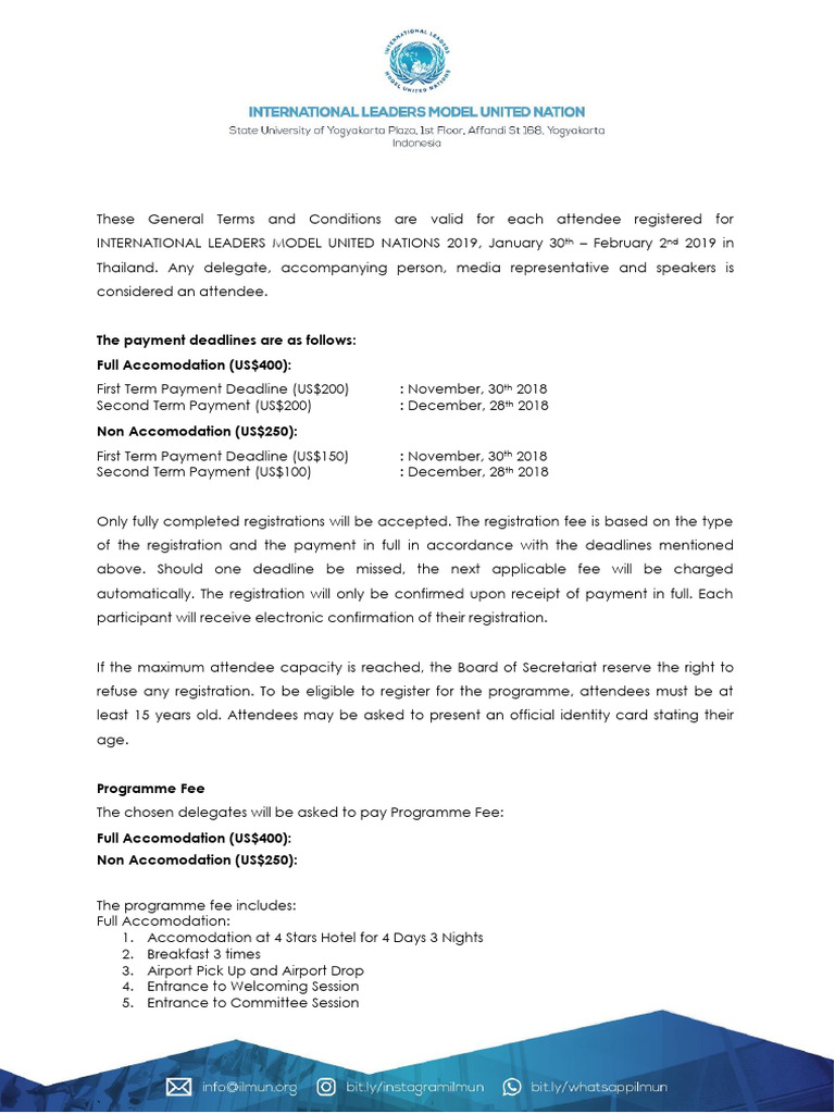 Programme Fee and Payment Mechanism - Ilmun 2019 | PDF | Fee | Payments
