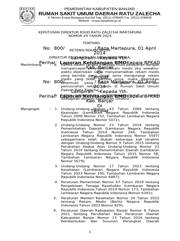 SK TIM Retensi 2024 | PDF