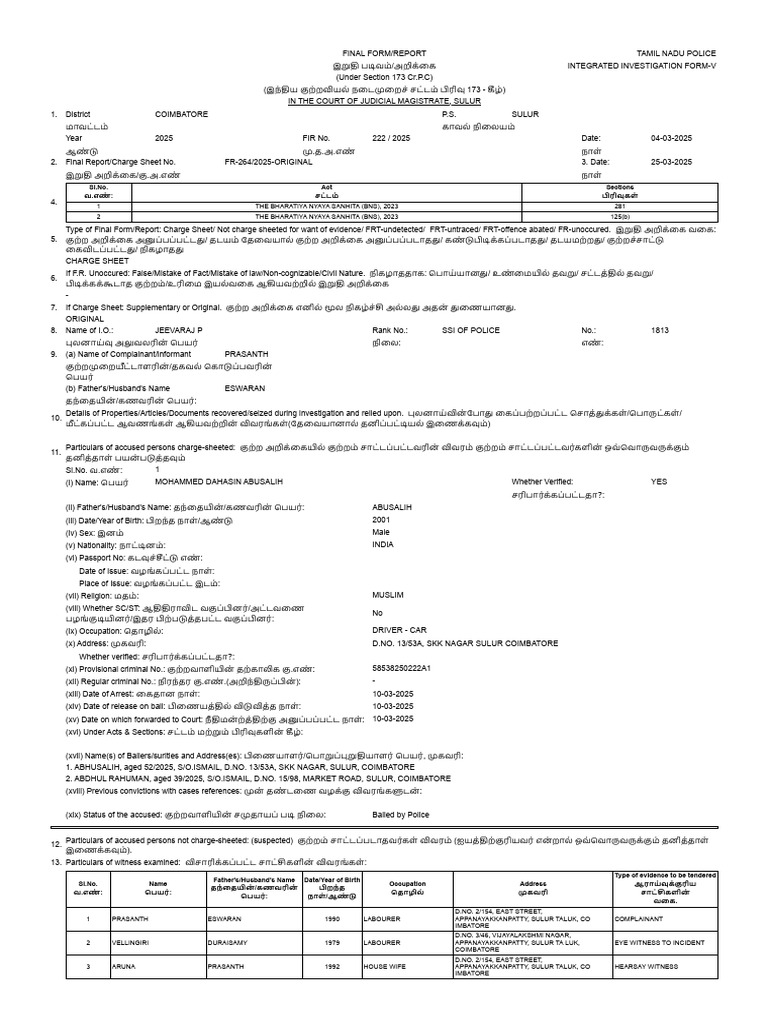 Charge Sheet | PDF