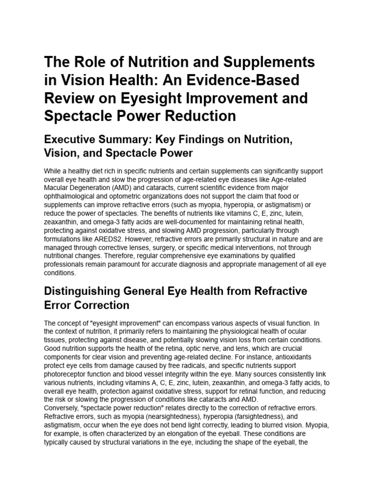 Food, Supplements, and Eyesight | PDF | Myopia | Dietary Supplements