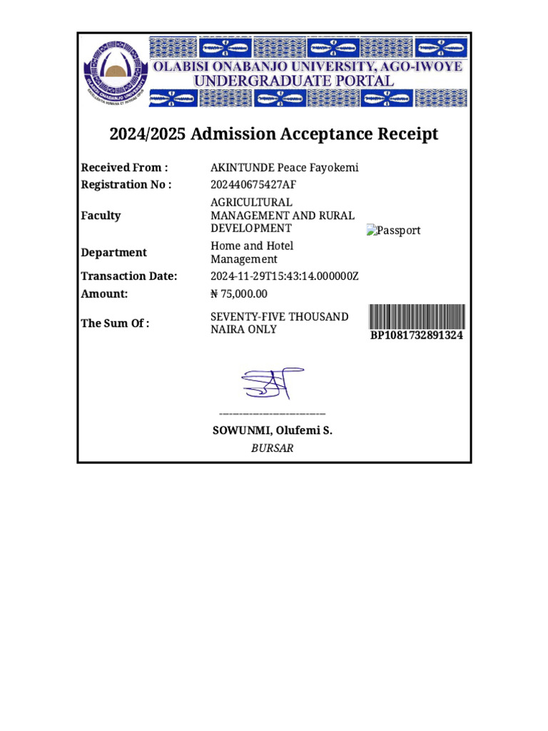 Acceptance Receipt | PDF