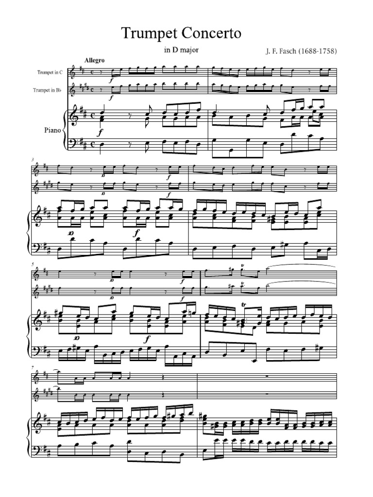 Fasch - Trumpet Concerto in D | PDF