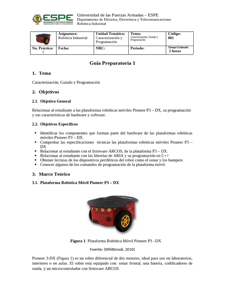 Programación y Caracterización del Robot Pioneer P3-DX | PDF | Robótica ...