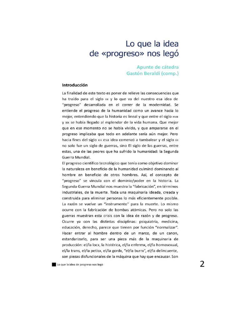 Lo Que La Idea de Progreso Nos Legó | PDF