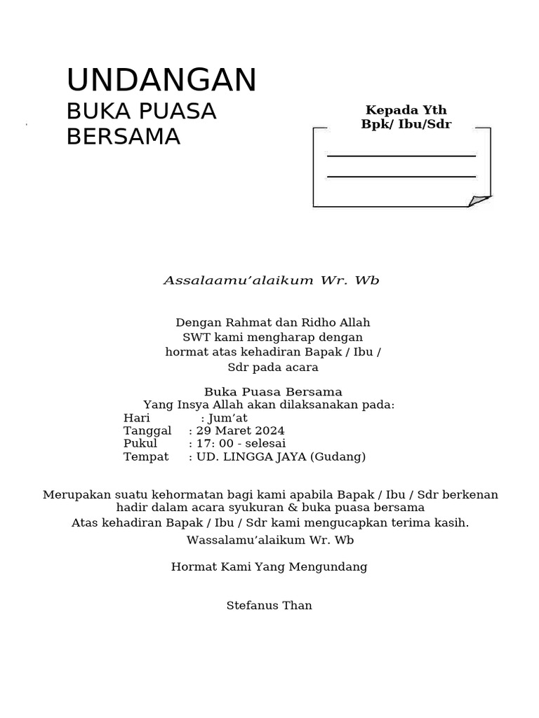 Undangan Bukber | PDF