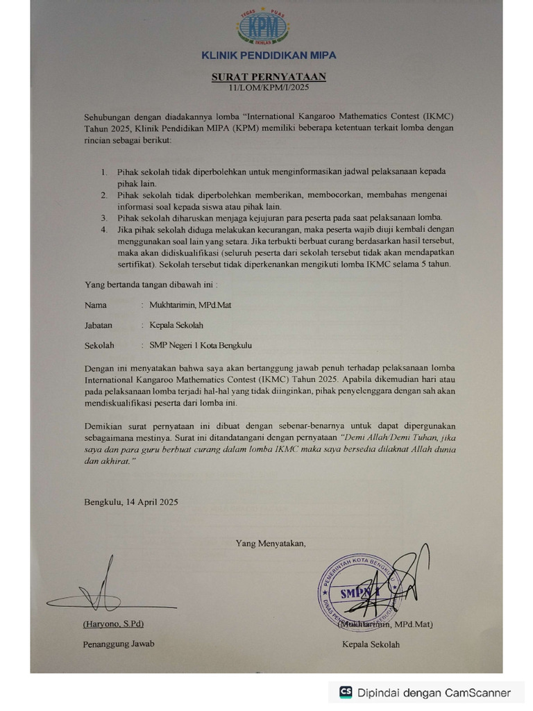 Surat Pernyataan IKMC Ok | PDF