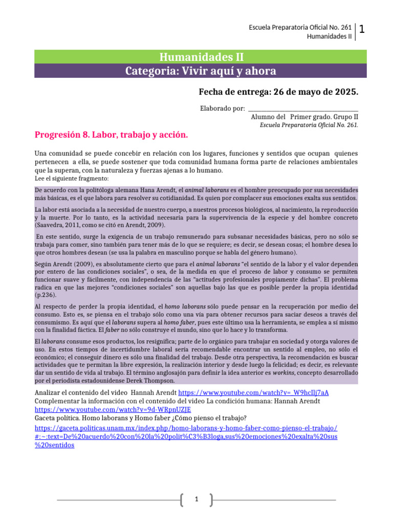 Progresión 8. Labor - Animal-25 - Version Final | PDF | Hannah Arendt ...