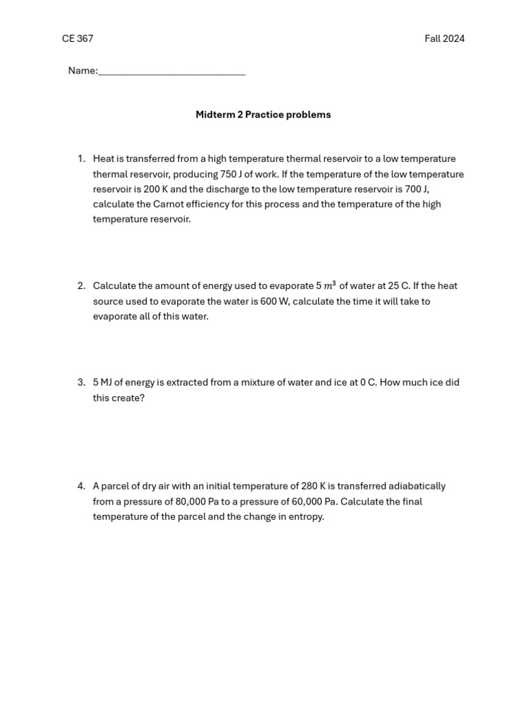 CE 367 Midterm 2 Practice Problems | PDF