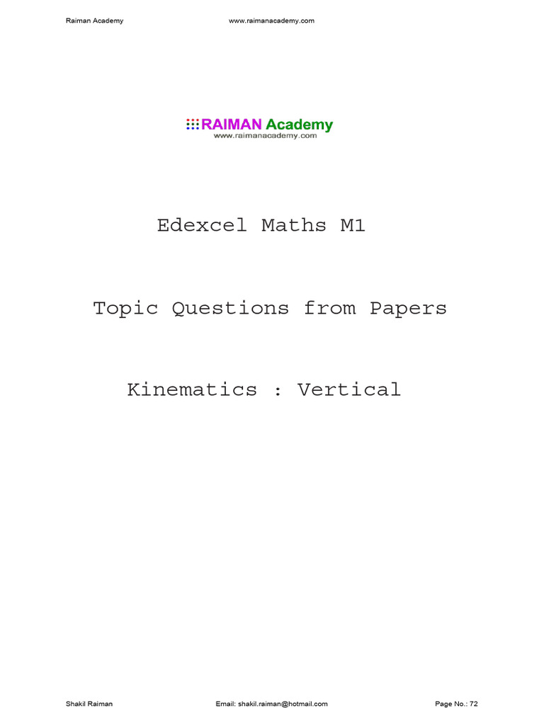 Topical Question Papers 2b Kinematics Vertical Eco | PDF