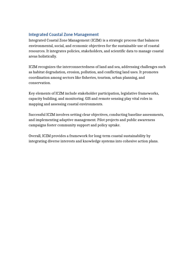 Integrated Coastal Zone Management Expanded | PDF