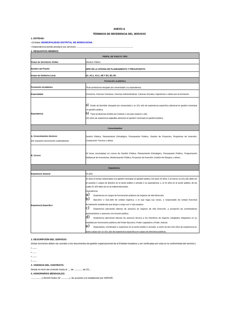 Anexo A. Jefe de La Opp - GL A2, A3.1, A3.2, Ab, b1, b2, b3 | PDF | Servicio Civil | Gobierno