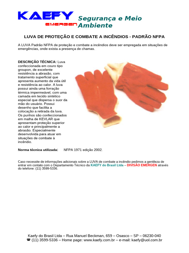Luva de Combate a Incêndios NFPA | PDF