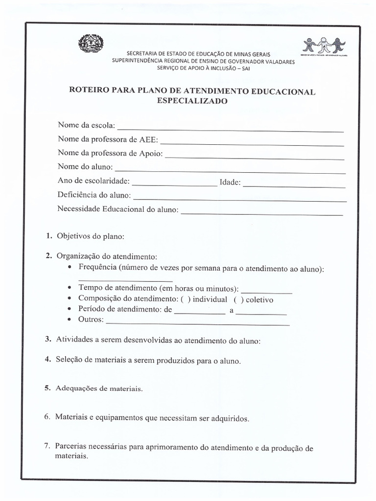 Roteiro Elaboração PAEE | PDF