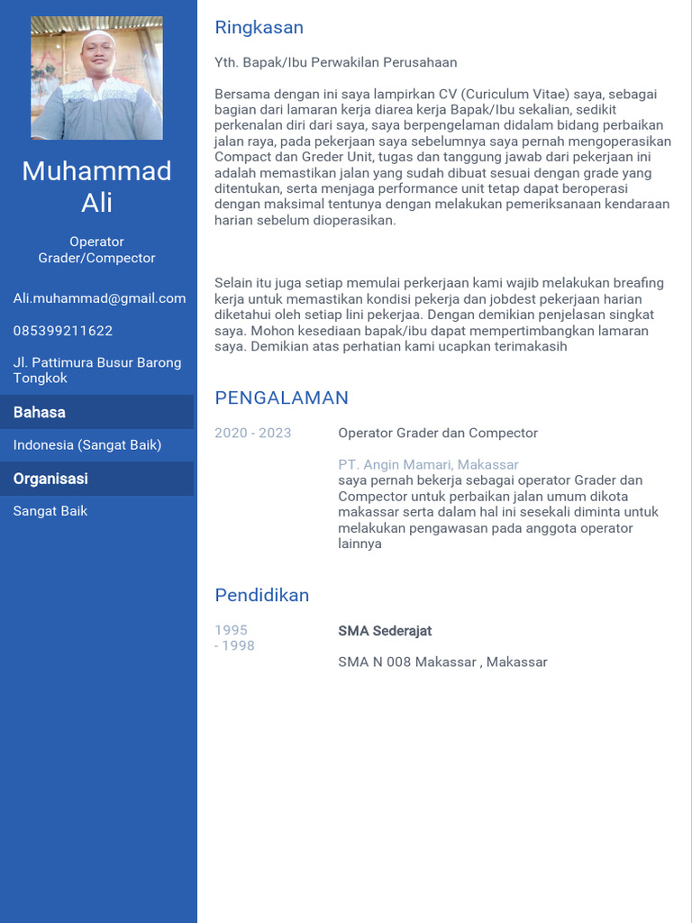CV. Muhammad Ali | PDF
