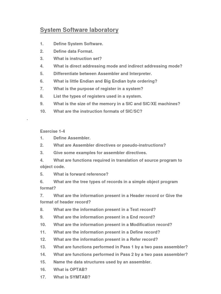System Software Laboratory | PDF | Assembly Language | Subroutine