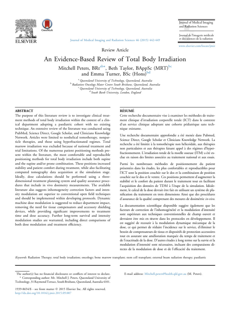 An Evidence-Based Review of Total Body Irradiation | PDF | Radiation ...
