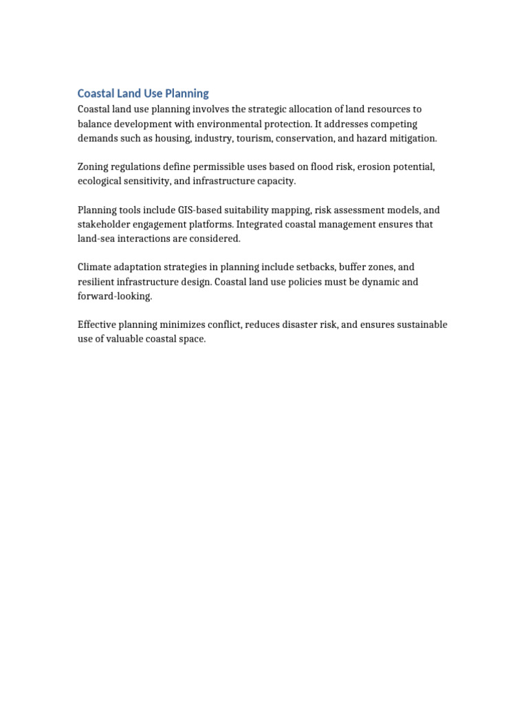 Coastal Land Use Planning Expanded | PDF