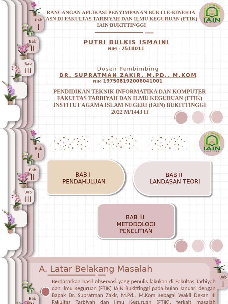 Persentasi Proposal Putri Bulkis Ismaini 2518011 | PDF