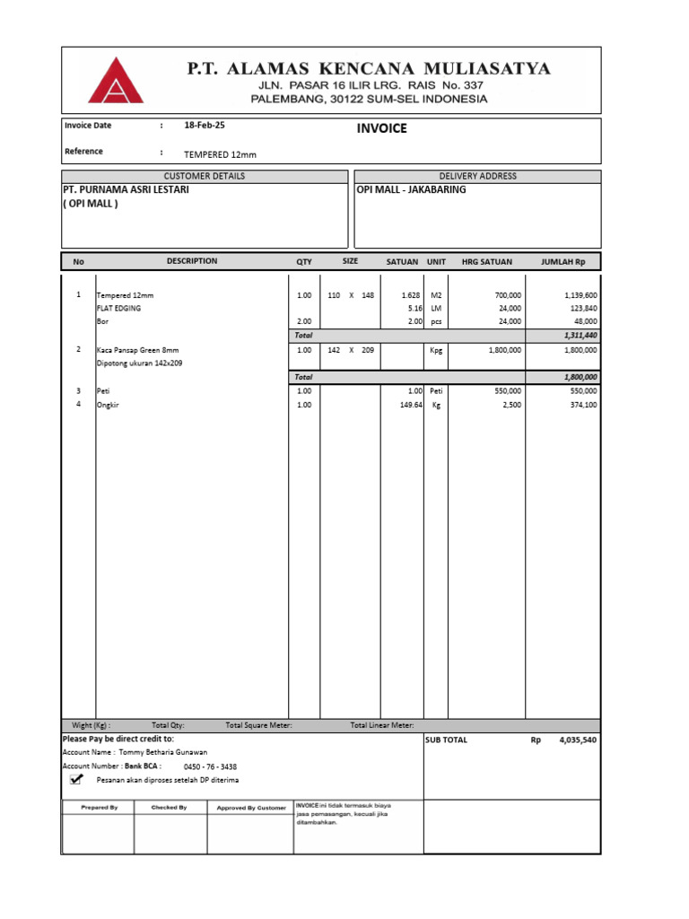 Invoice Opi Mall 12mm 18 Feb 2025 | PDF