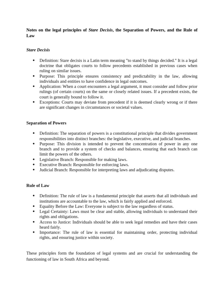 Legal Principles: Stare Decisis & Democracy | PDF | Precedent | Democracy