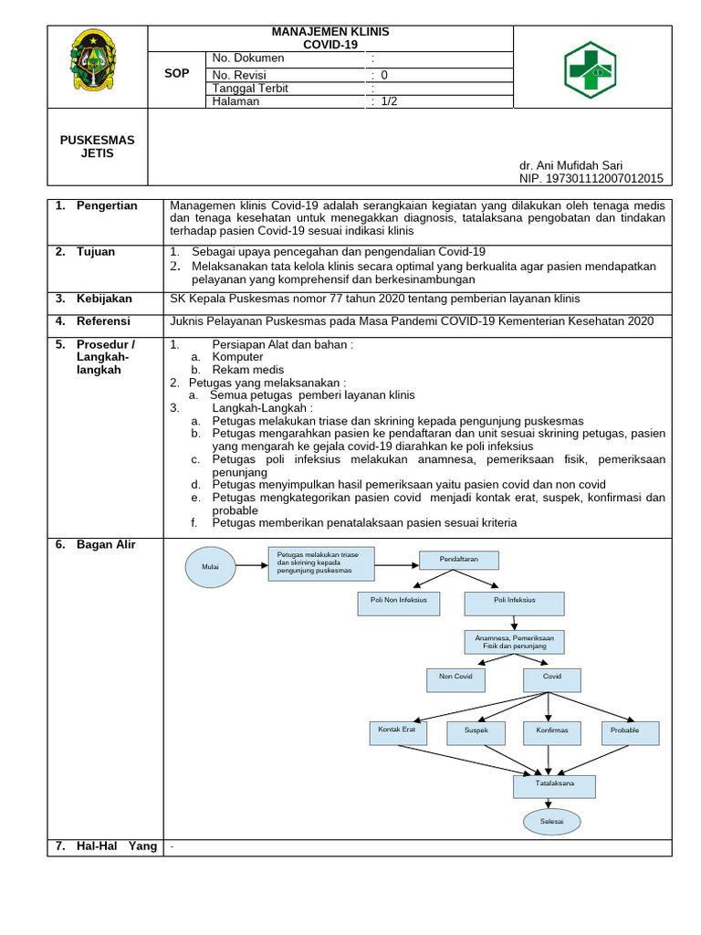 Sop Managemen Klinis Covid-19 | PDF