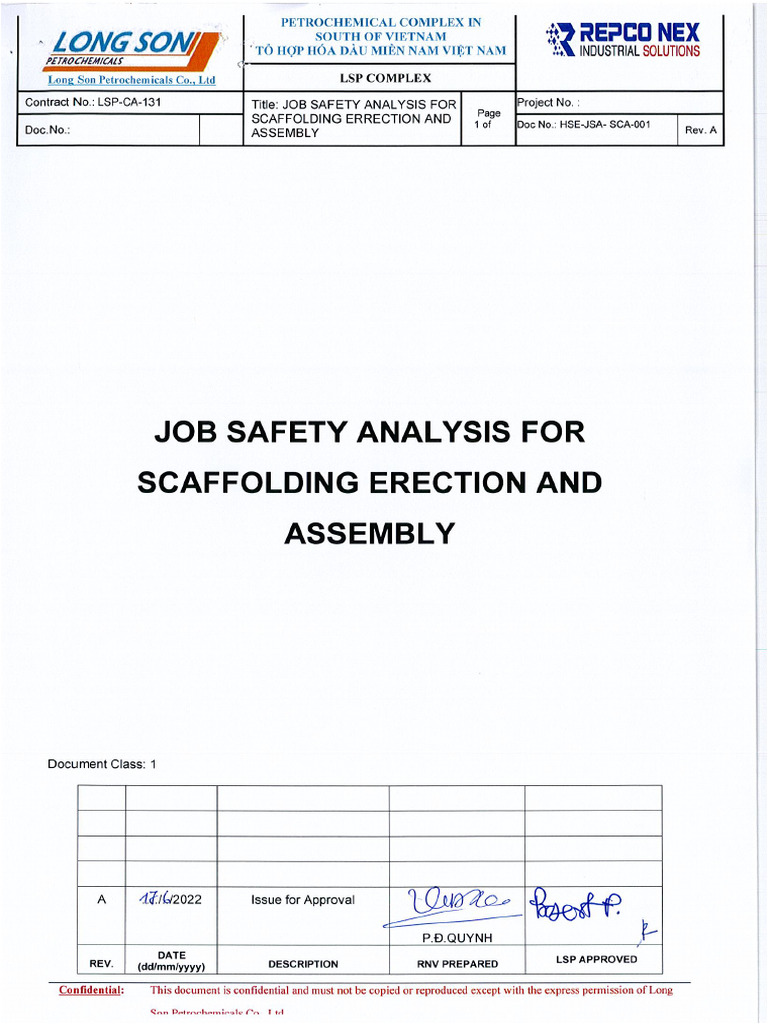 RNV-A2-JSA-001 - JSA For Scaffolding Erection, Dismanting and ...
