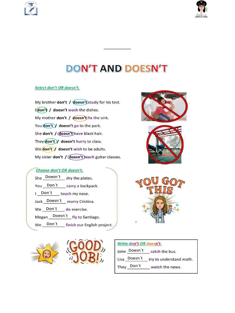 Worksheet Dont Doesnt Cristina Suárez 01 | PDF