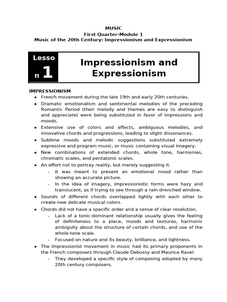 20th Century Music: Impressionism & Expressionism | PDF | Musical ...