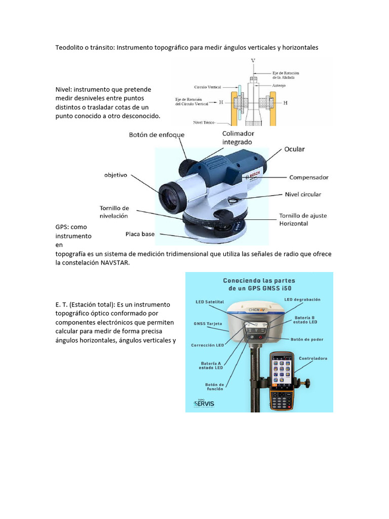 Teodolito o Tránsito Instrumento Topográfico para Medir Ángu | PDF