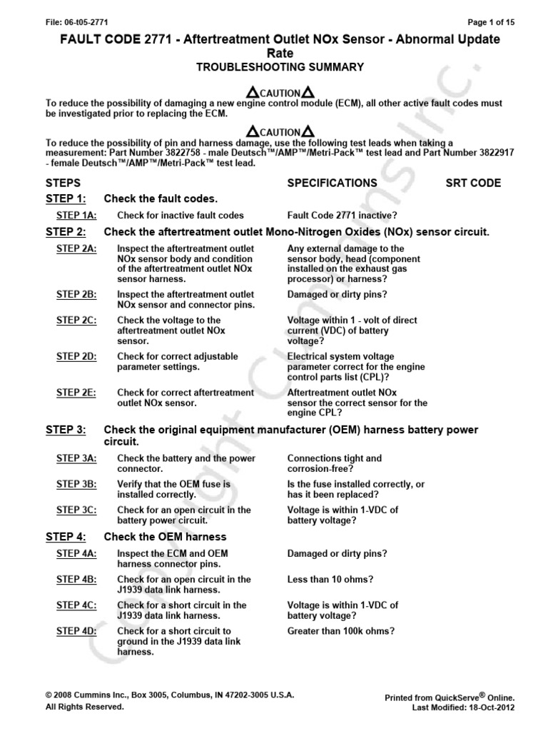 06-t05-2771 Aftertreatment Outlet NOx Sensor - Abnormal Update Rate ...