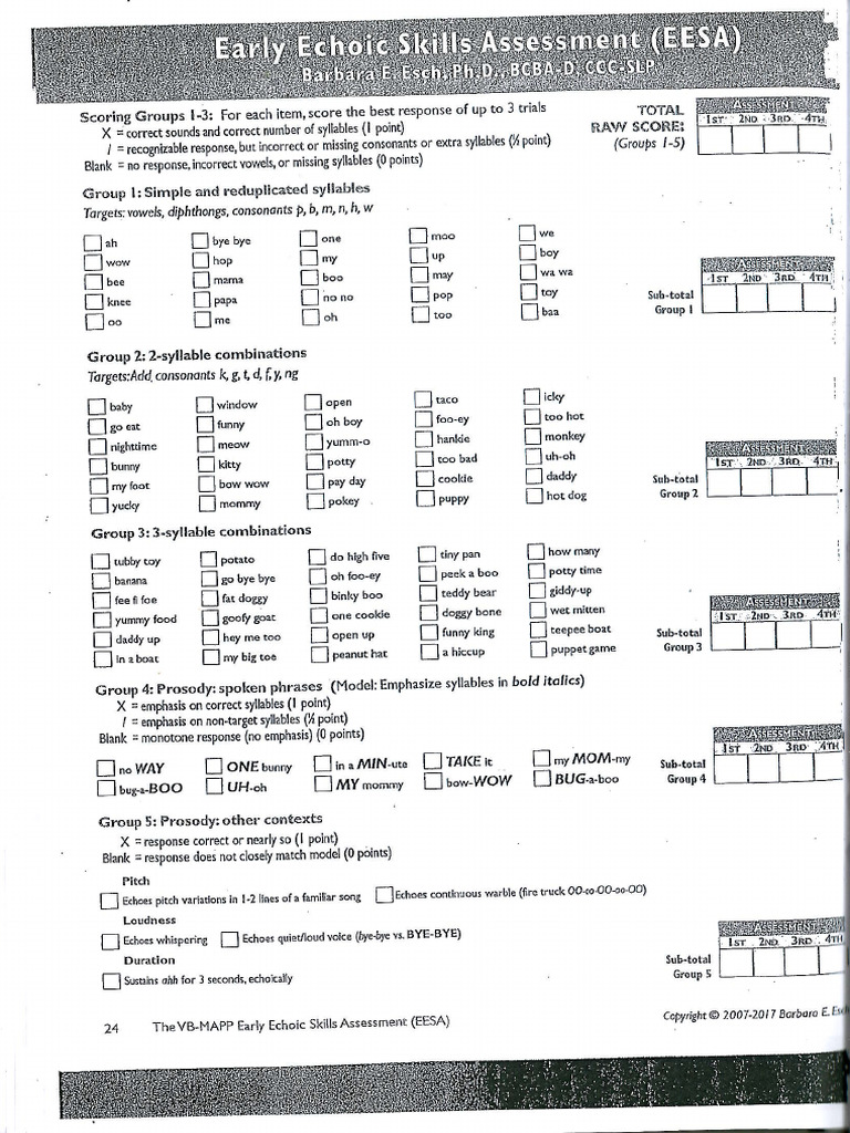 Early Echoic Skills | PDF