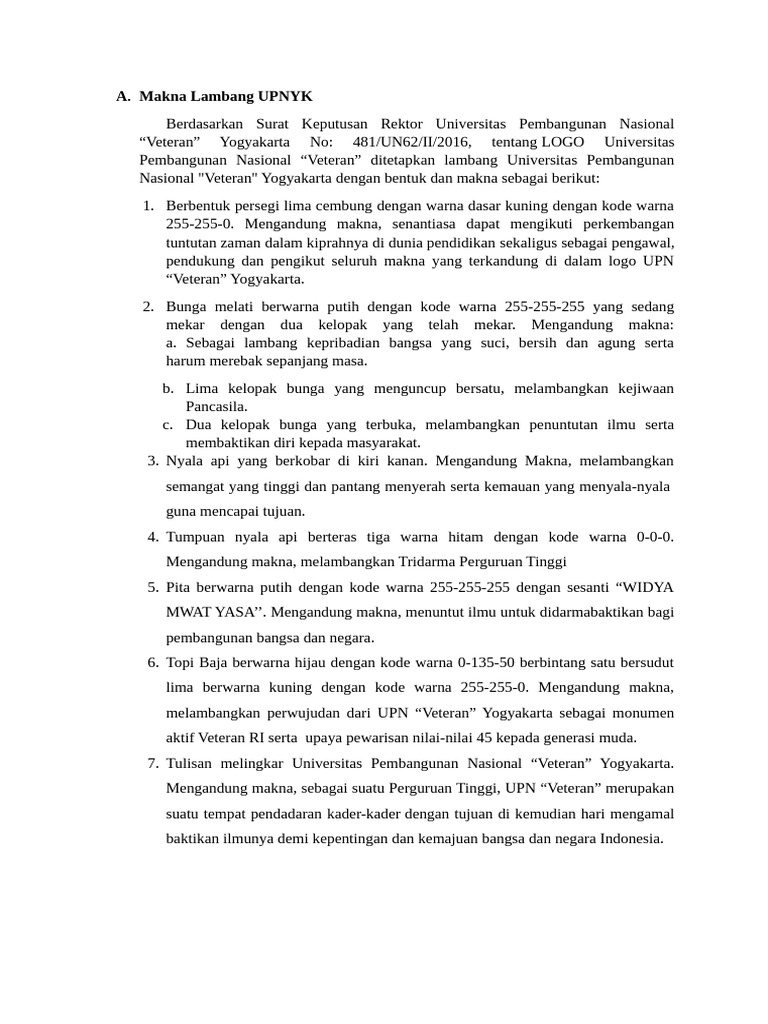 Makna Lambang UPNYK Belneg | PDF