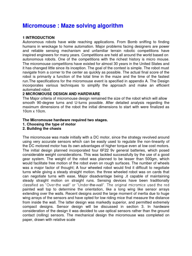 Micro Mouse | PDF | Microcontroller | Robot