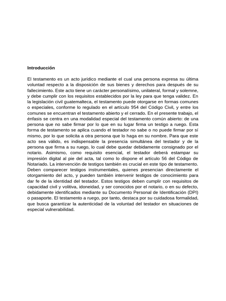 Testamento a Ruego en Guatemala | PDF | Voluntad y testamento | Justicia