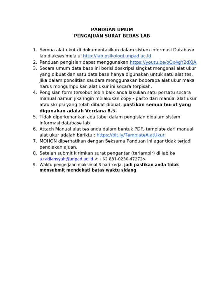 Surat Pengantar Bebas Lab | PDF