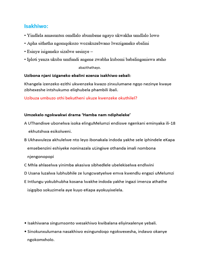 Hamba Nam Ndipheleke (Isishwankathelo) | PDF