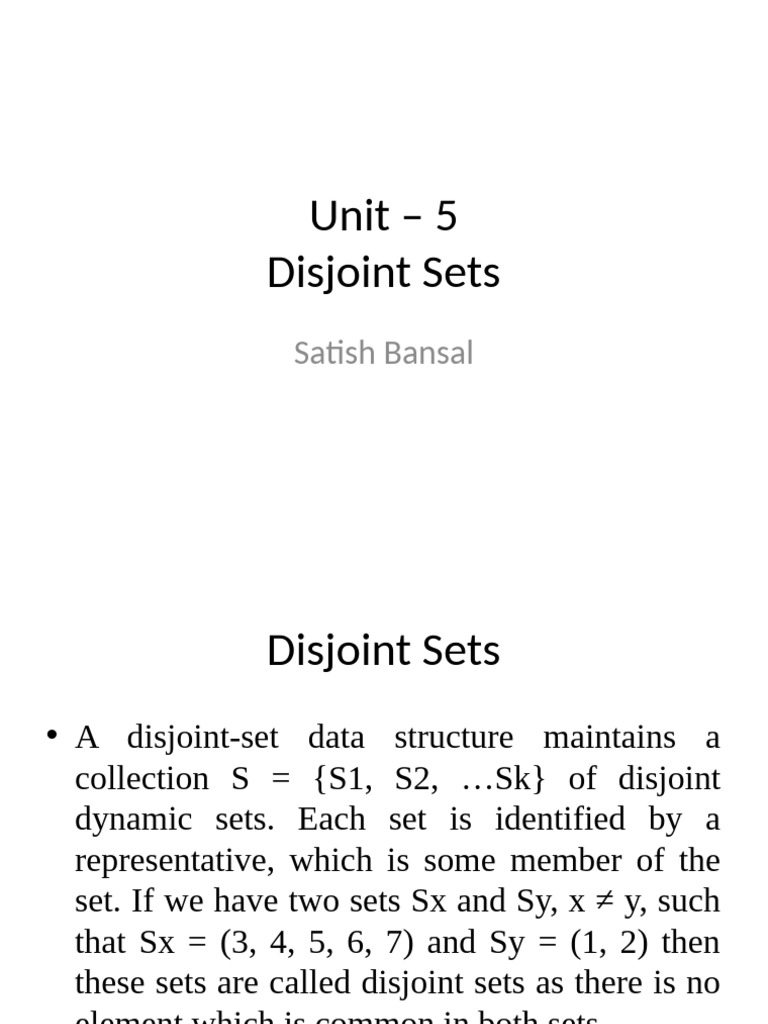 Disjoint Sets and Union-Find Overview | PDF | Discrete Mathematics ...