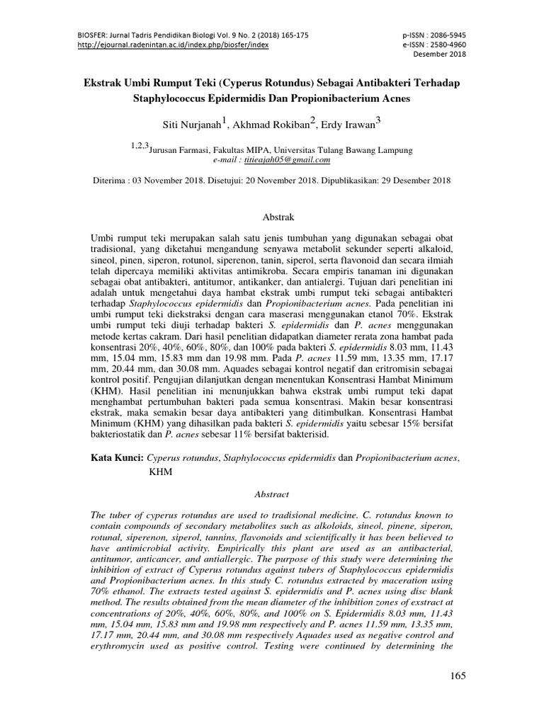 Ekstrak Umbi Rumput Teki Cyperus Rotundu | PDF