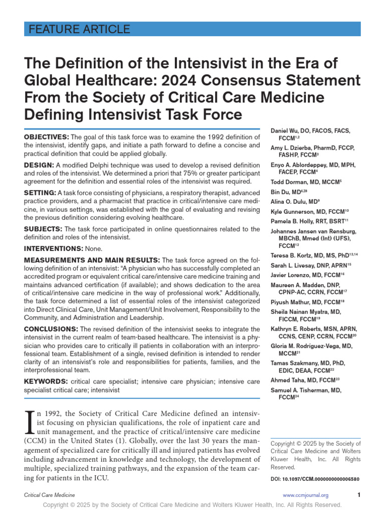 The Definition of The Intensivist in The Era Of.451 | PDF | Intensive ...