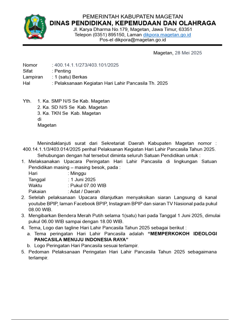 Se Harlah Pancasila 2025 | PDF