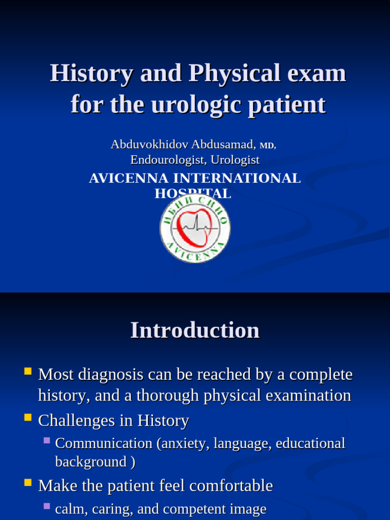 Lec 1 History and Physical Exam For The Urologic Patient | PDF ...