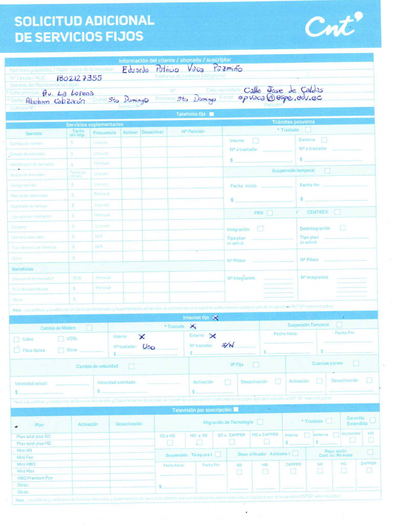 Formulario Cnt | PDF