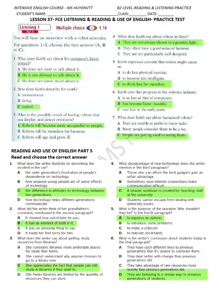 B2 Level Reading & Listening Practice | PDF