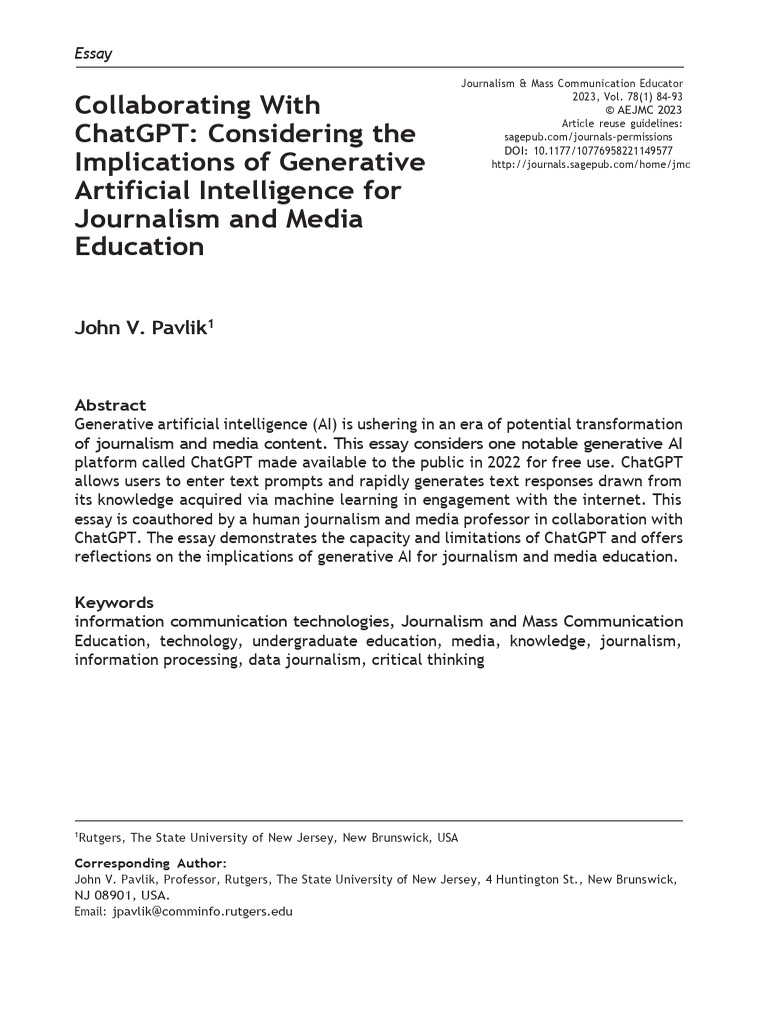 Generative AI's Impact on Journalism Education | PDF | Artificial ...