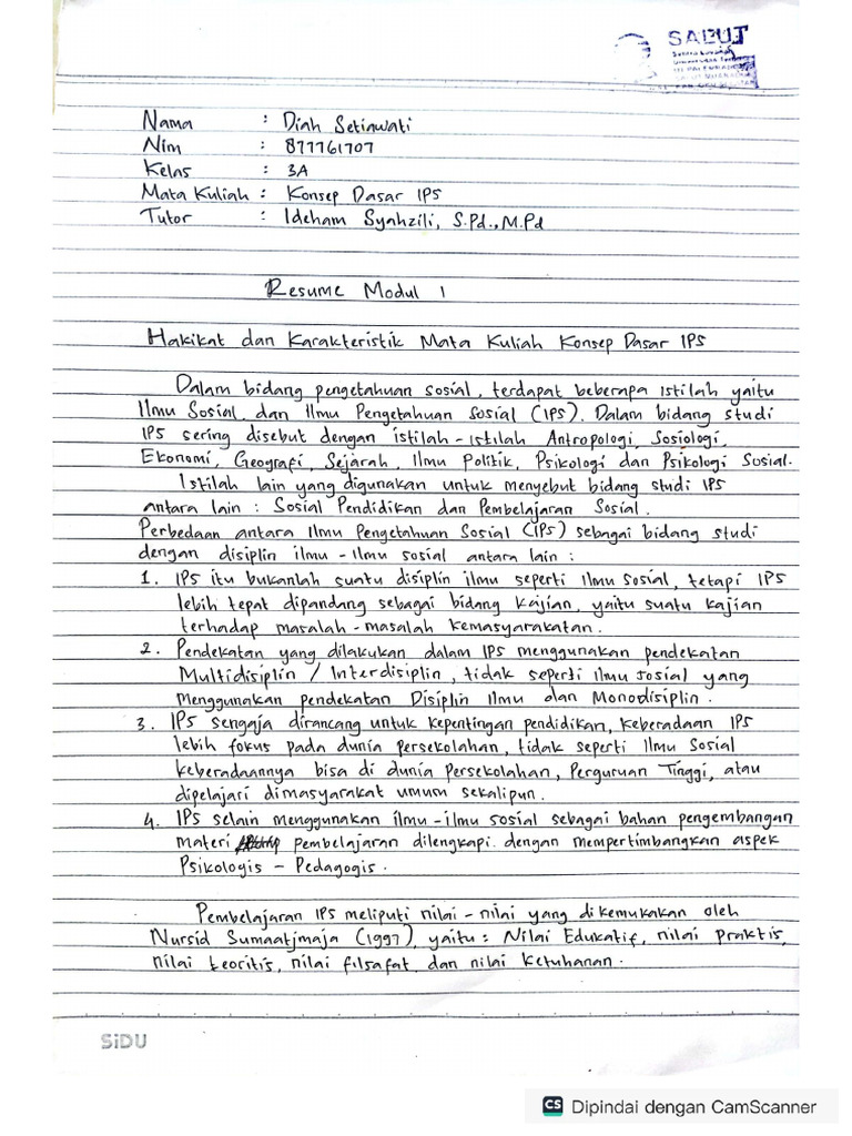 Resume Modul 1-12 IPS Diah Setiawati | PDF