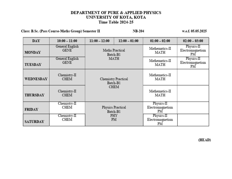 BSC II Sem Pass Course Timetable 250504 094100 | PDF
